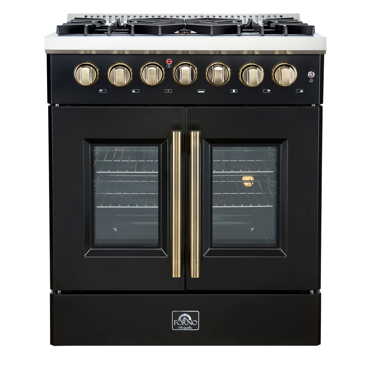 Forno Galiano 30-inch Freestanding French Door Dual Fuel Range Black ...