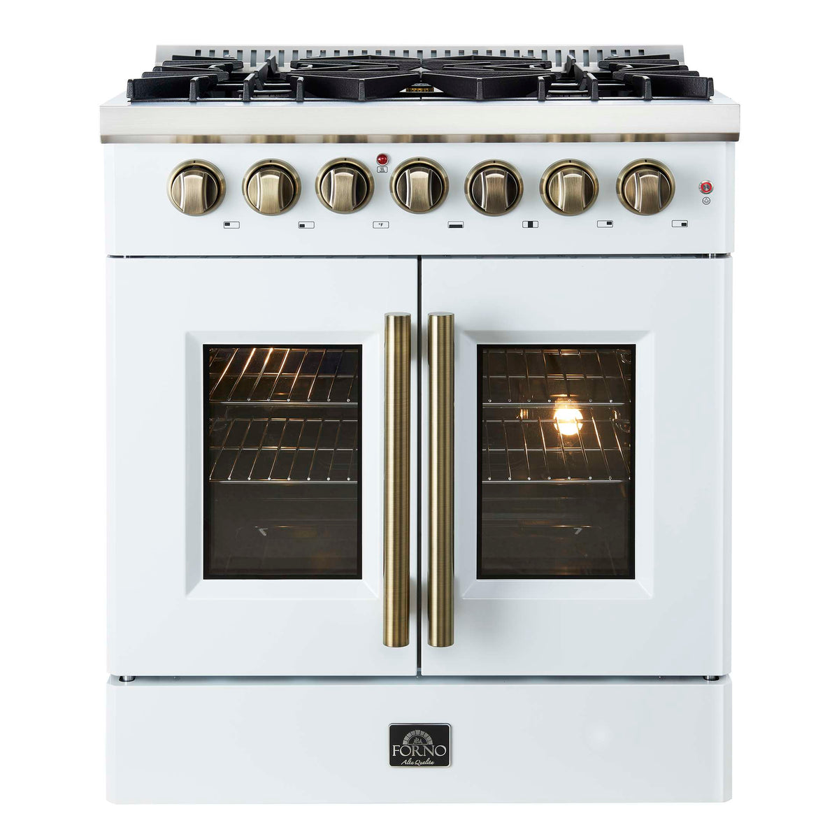 Forno Galiano 30-inch Freestanding French Door Dual Fuel Range White ...