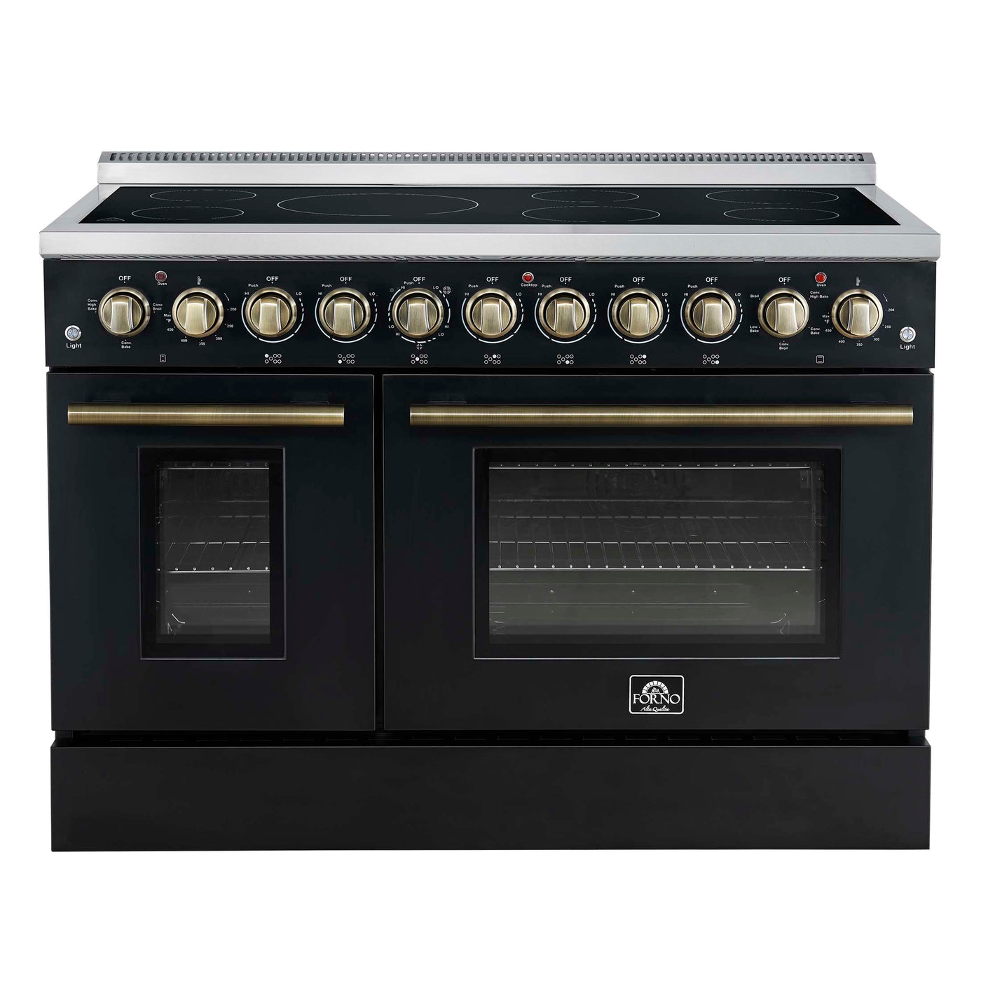 Forno Paolo 48 Inch Freestanding Electric Range in Black with Antique ...