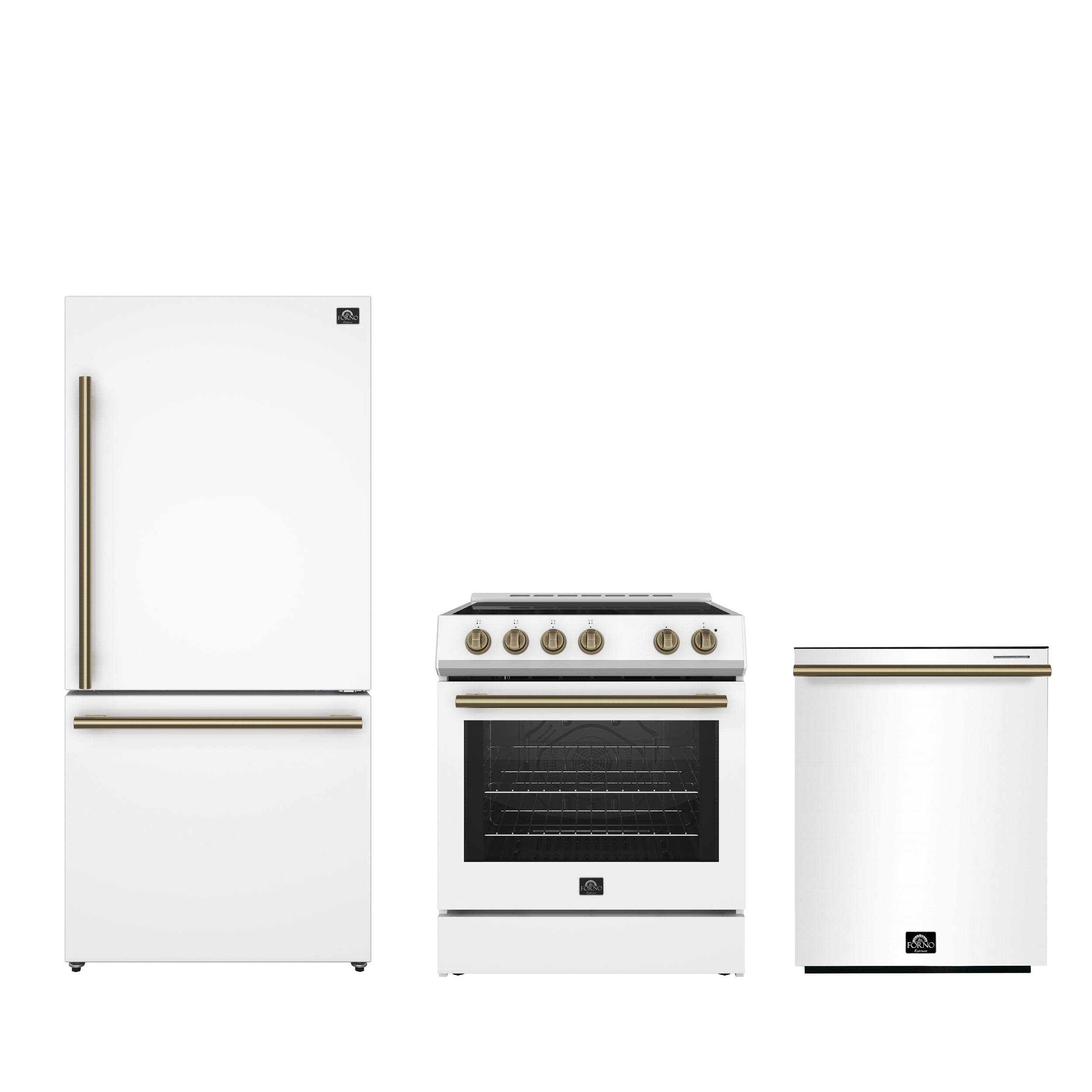 FORNO Premium 3-Piece Kitchen Bundle - Leonardo Espresso 30" White Ran ...