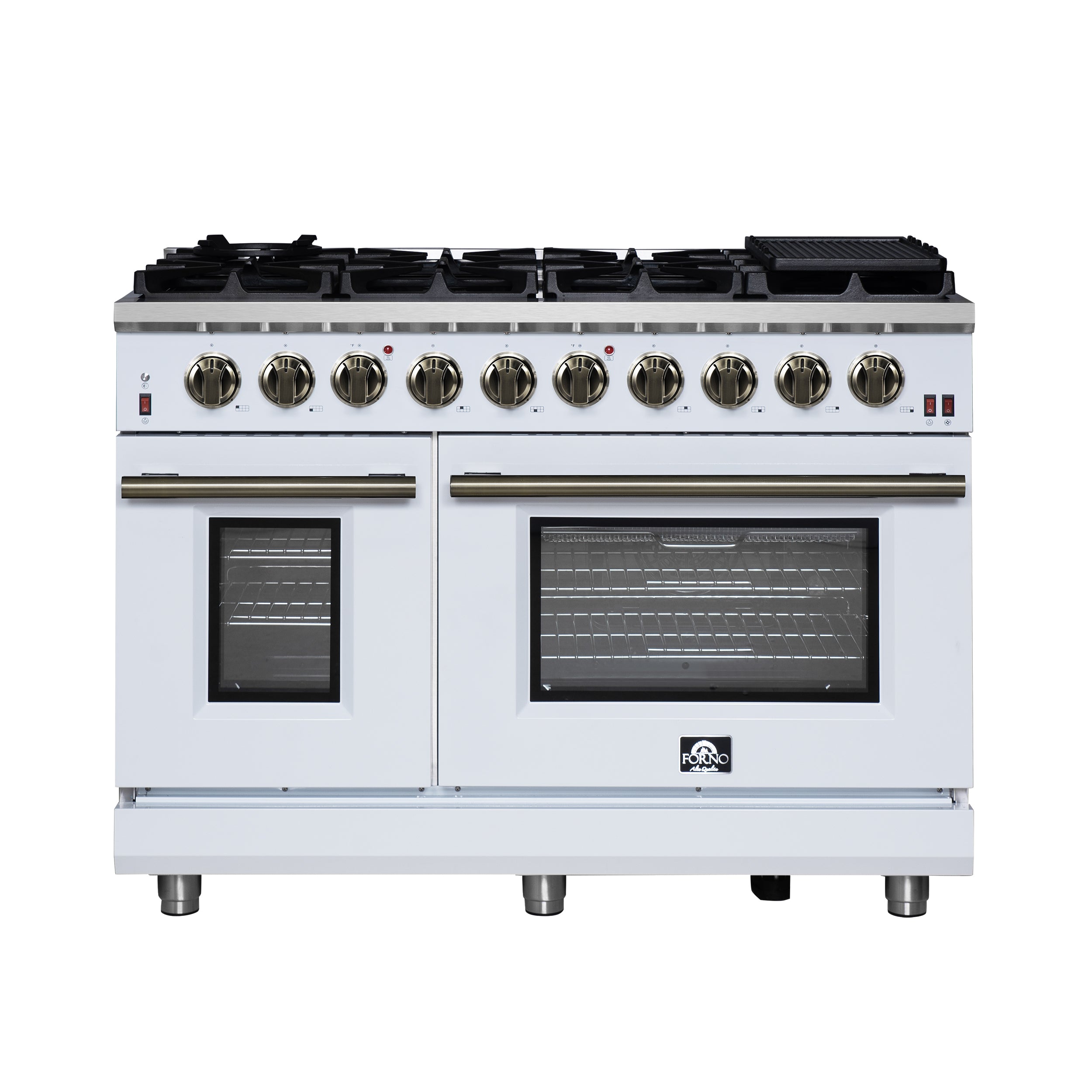 Forno Massimo 48-Inch White Freestanding Gas Range, 8 Burners, True Co ...