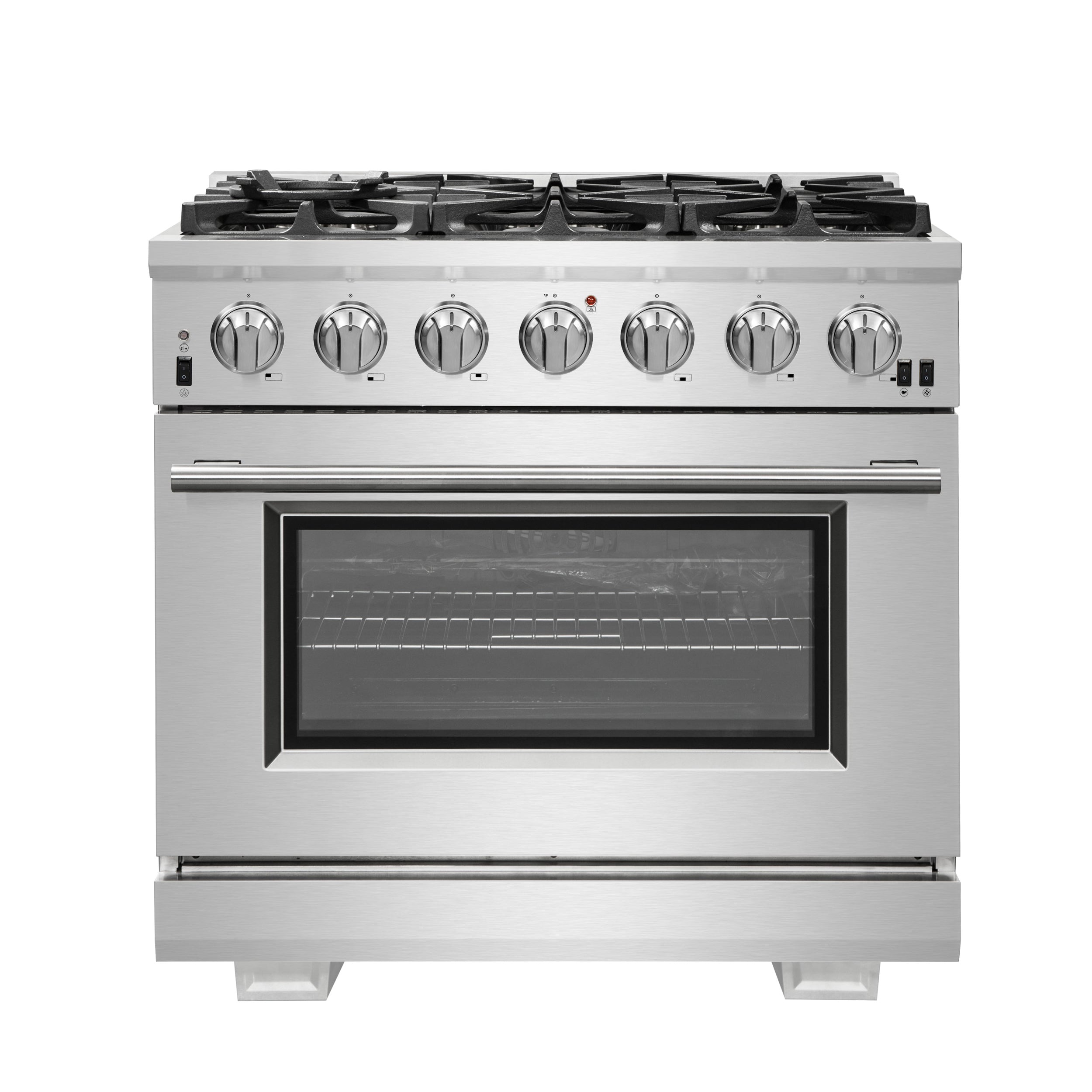 Forno Capriasca 36-Inch Gas Range, Stainless Steel, 6 Brass Burners, 1 ...