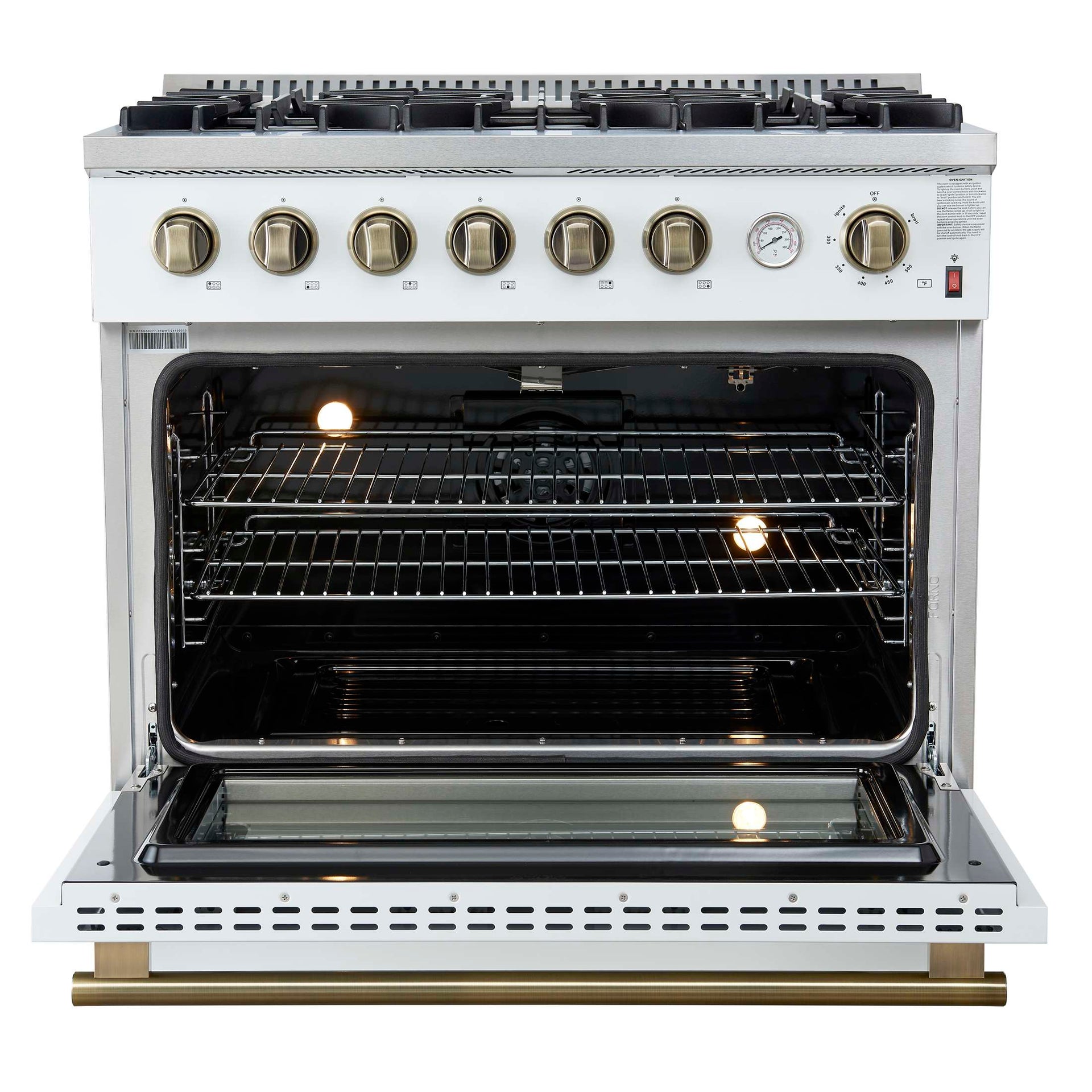 Marco 36-Inch Gas Range White & Antique Brass Design, 6 Burners 67,000 ...