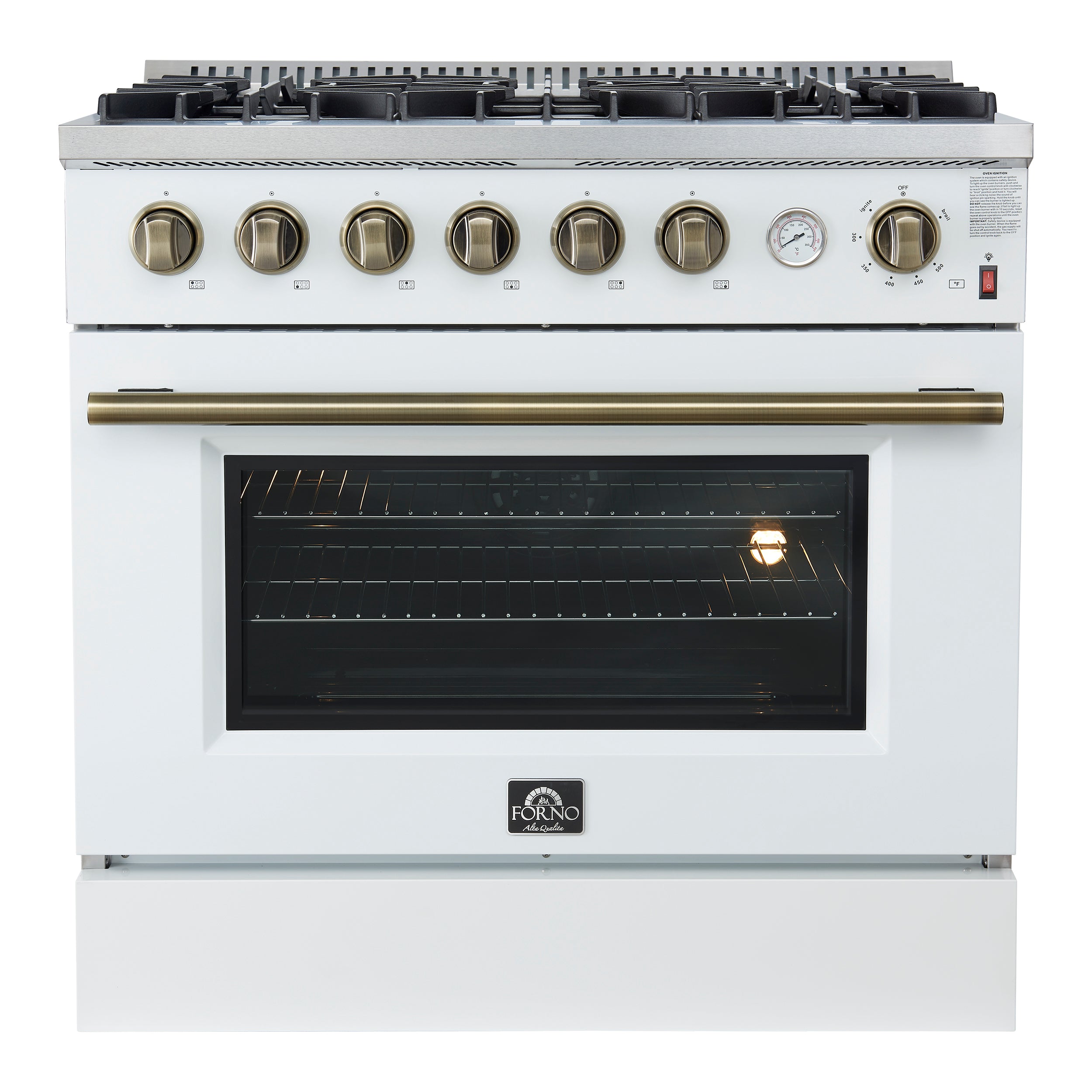 Marco 36-Inch Gas Range White & Antique Brass Design, 6 Burners 67,000 ...